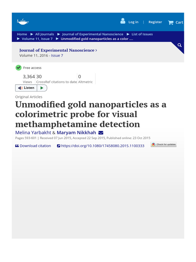 Full Article - Unmodified Gold Nanoparticles As A Colorimetric Probe ...