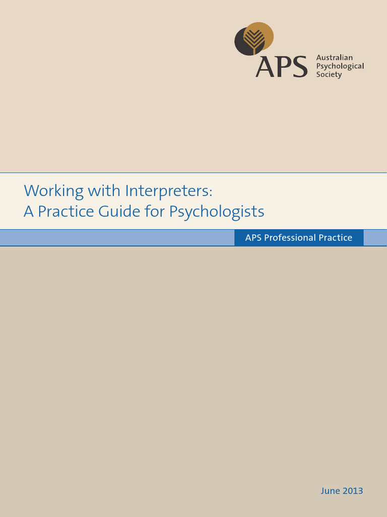 APS Working With Interpreters Practice Guide For Psychologists - 2013 ...