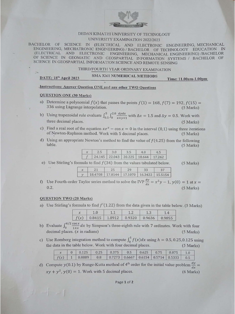 Numerical Methods Paper | PDF