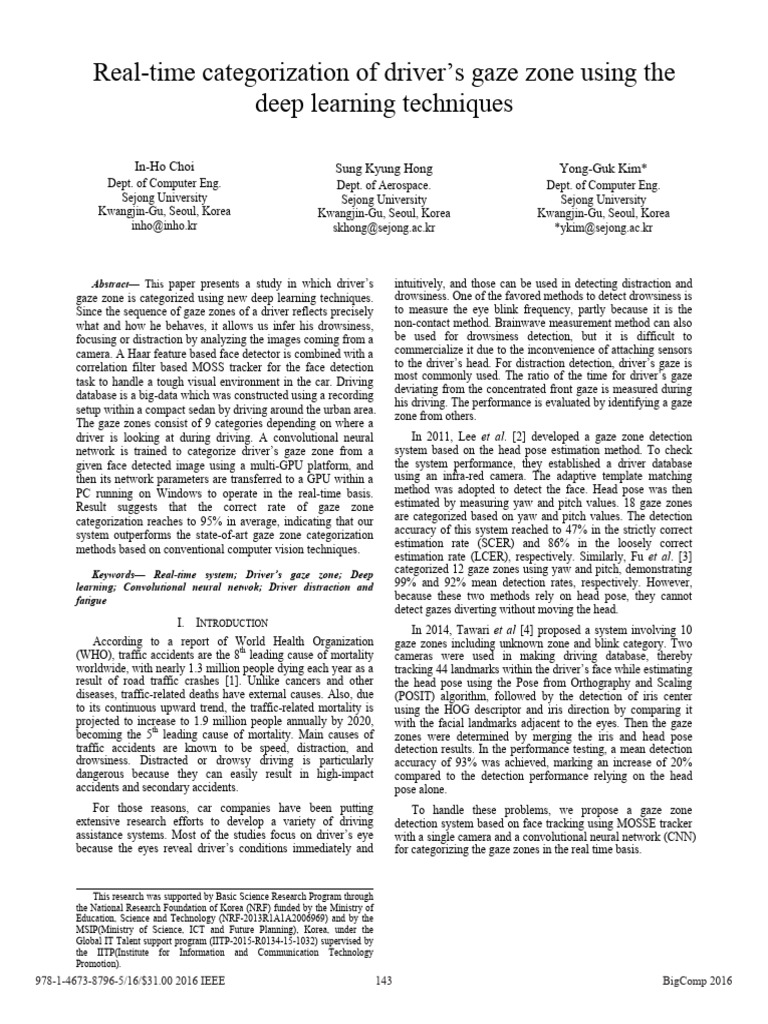 Real-Time Categorization of Drivers Gaze Zone Using The Deep Learning Techniques | PDF ...