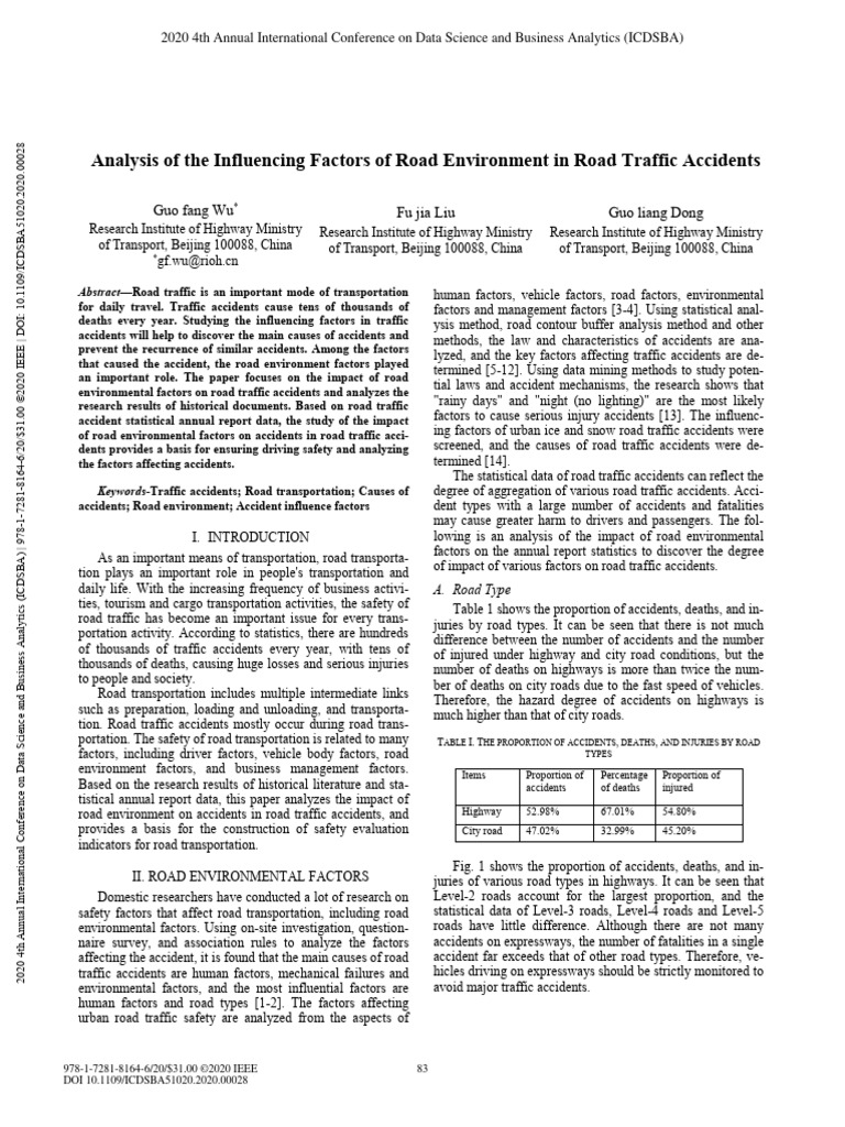 Analysis of The Influencing Factors of Road Environment in Road Traffic Accidents | PDF ...