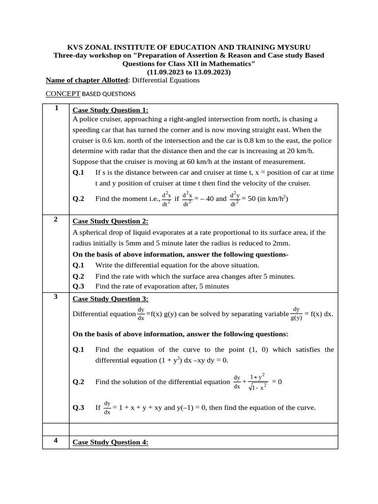 CBQ_Differential Equations 16.09.2023 | PDF | Equations | Physics