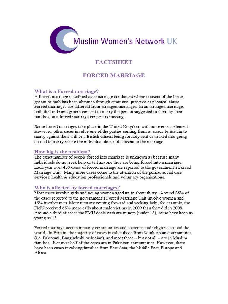 943623-Forced Marriage Factsheet - Final | PDF | Annulment | Marriage