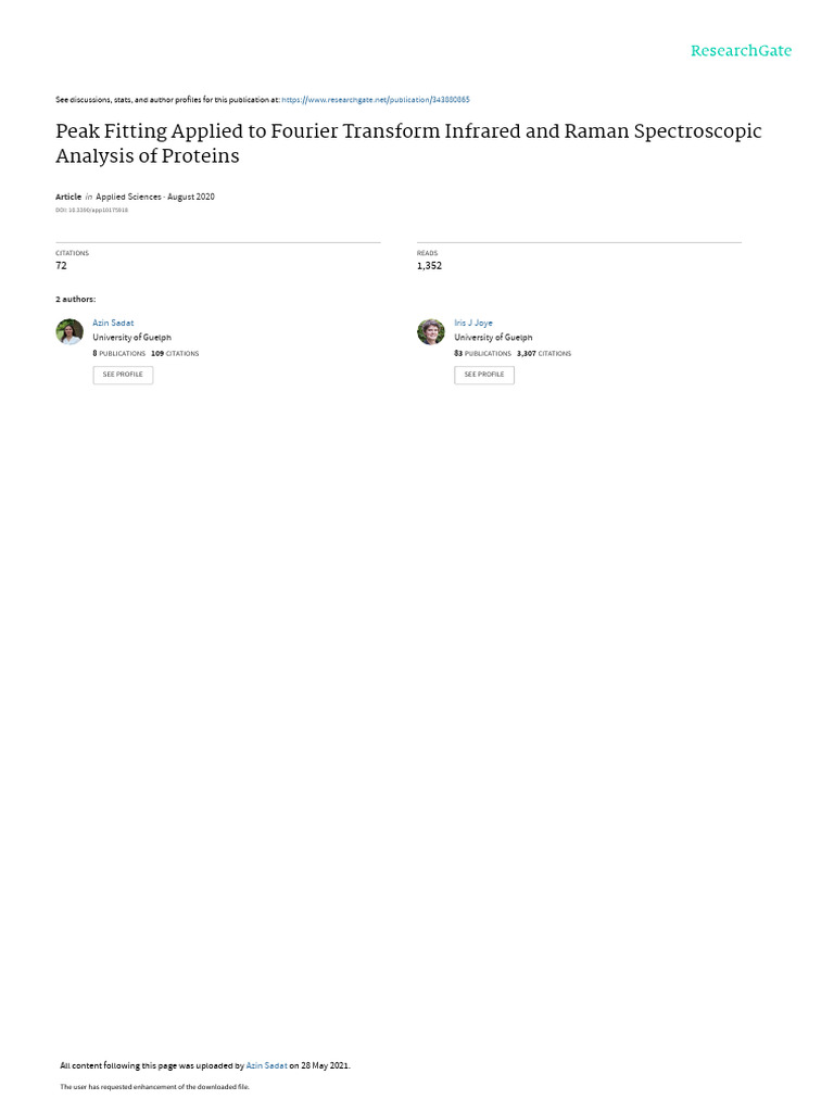 Peak Fitting Applied to Fourier Transform Infrared and Raman Spectroscopic Analysis of Proteins ...