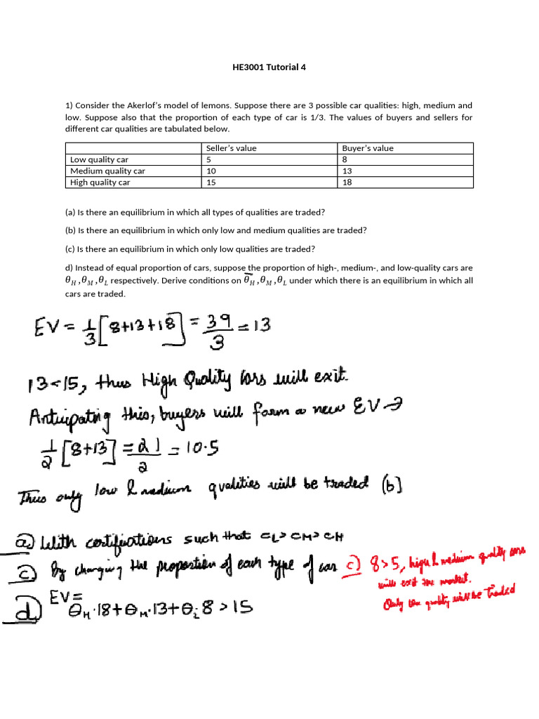 Tutorial 4(2) | PDF | Labour Economics | Economic Equilibrium
