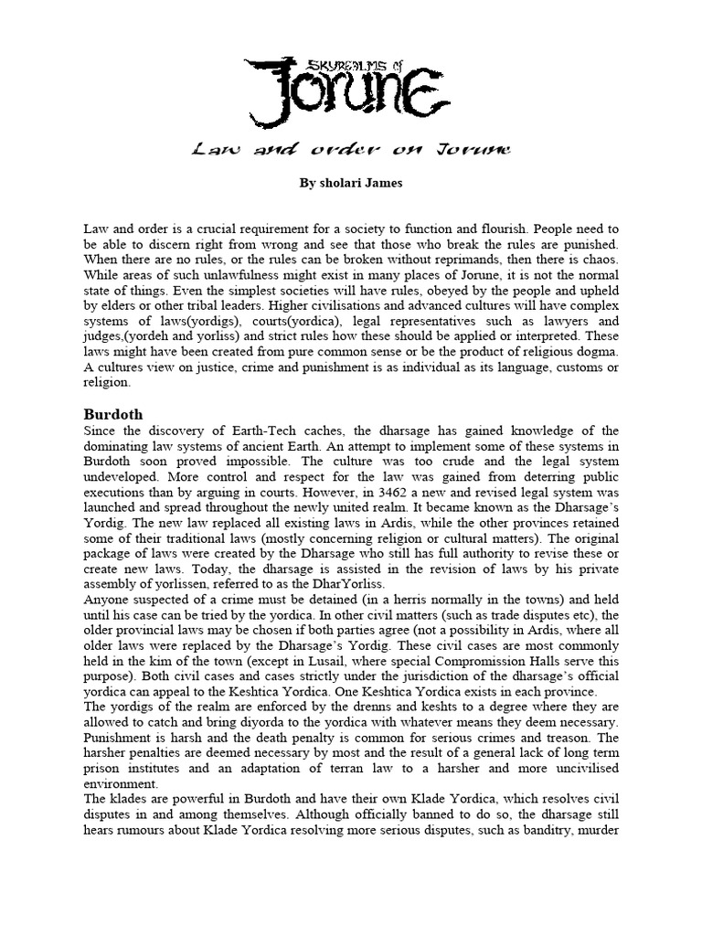 Sky Realms of Jorune Law and Order on Jorune | PDF | Crimes | Crime ...