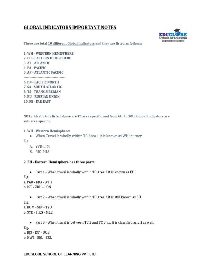 Global Indicators Important Notes | PDF