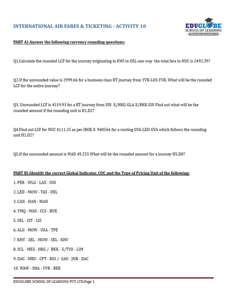 IATA FOUNDATION. MODULE 12 AIR FARES AND TICKETINGdocx | PDF