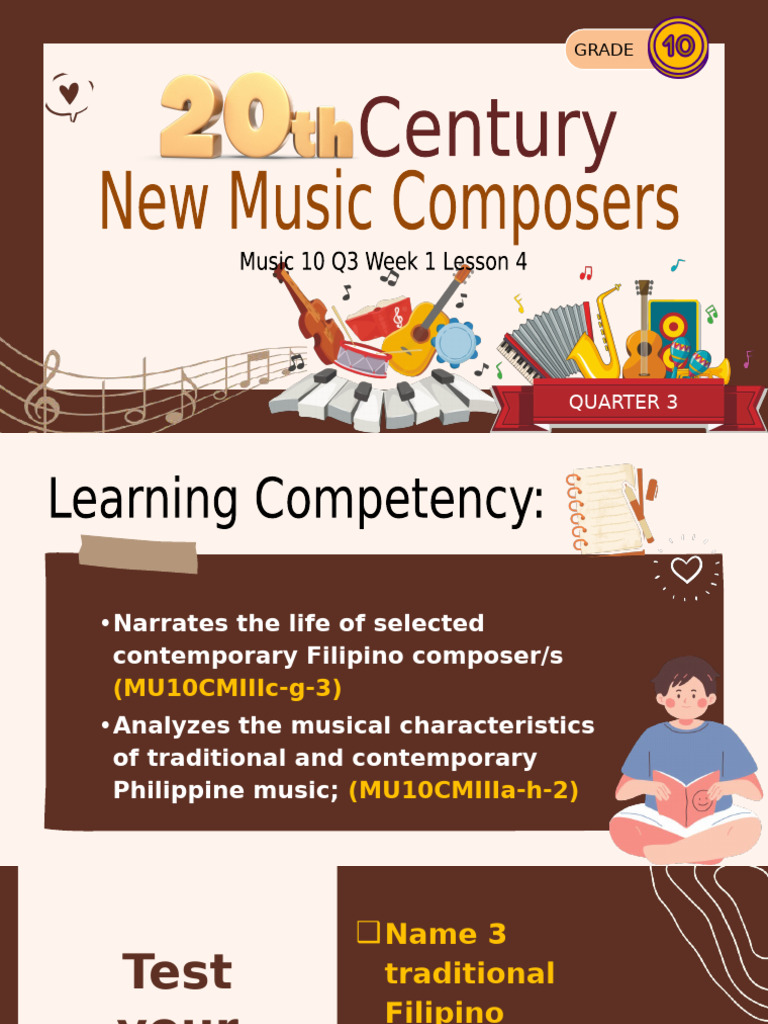 MUSIC - Q3 PPT-MAPEH10 - Lesson 4 (New Music Composers) | PDF | Musical Compositions | Orchestras