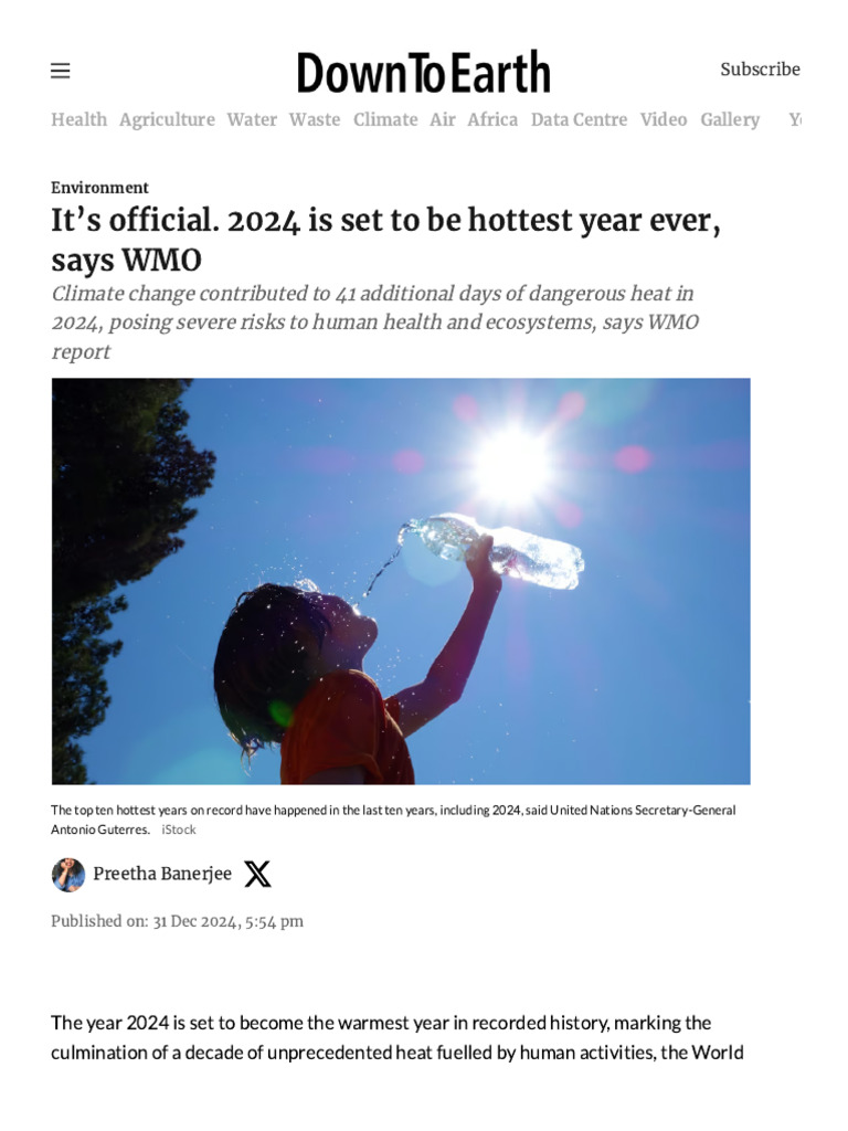 2024 Declared Hottest Year Ever by WMO, Marking a Decade of Record Heat ... 2024 Declared Hottest Year Ever by WMO, Marking a Decade of Record Heat ...