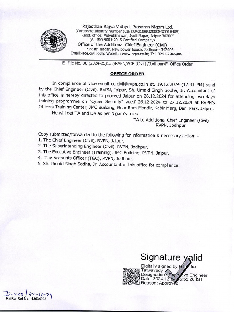 Office Order D 420 DT 24.12.2024 - 0001 | PDF