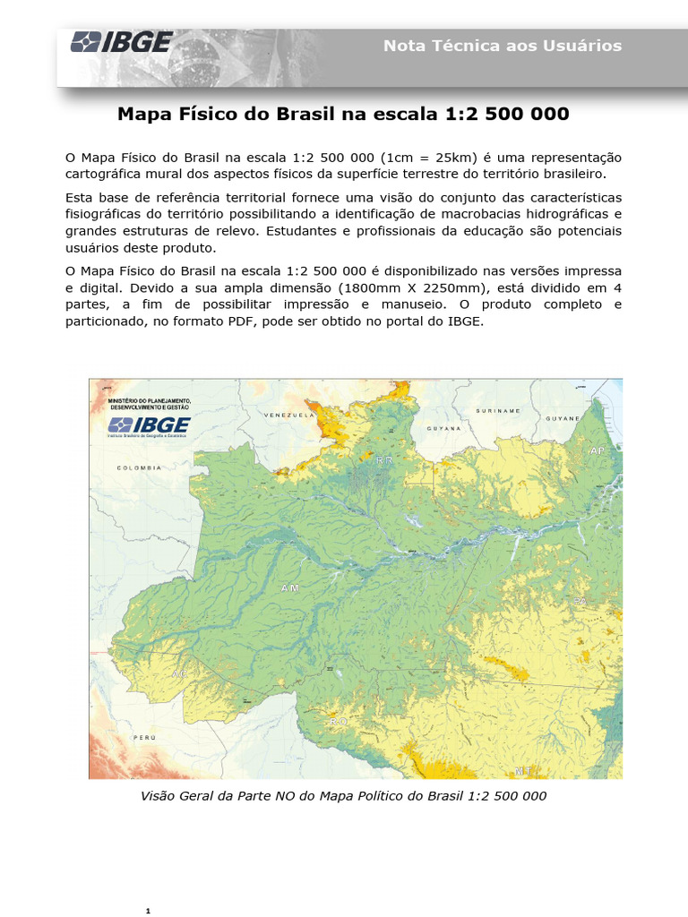 Mapa Físico do Brasil 1:2 500 000 | PDF | Brasil | Mapa