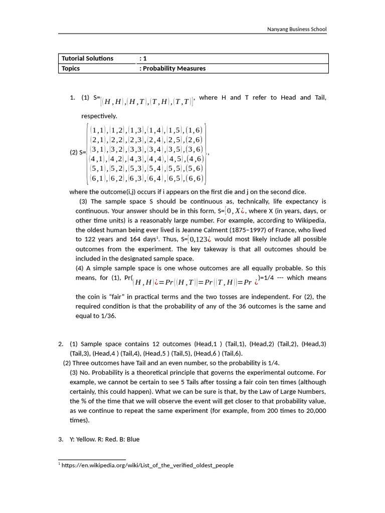 W1 Solutions_week 1 | PDF | Probability | Applied Mathematics