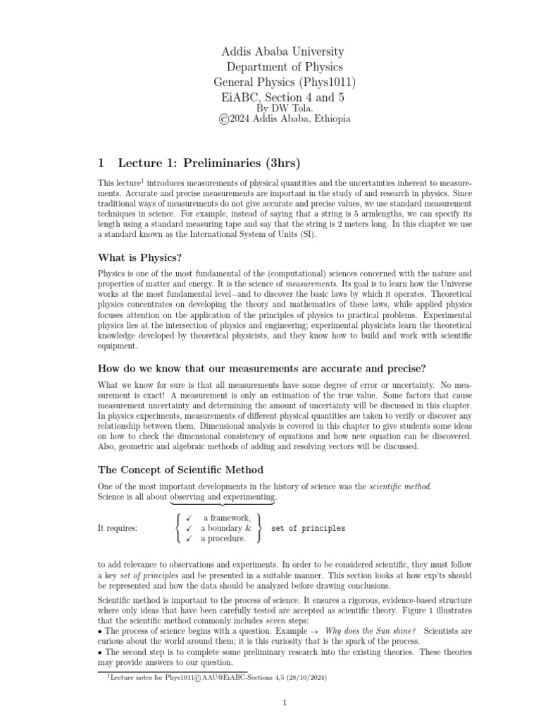 Phys1011 L123 | PDF | Observational Error | Euclidean Vector