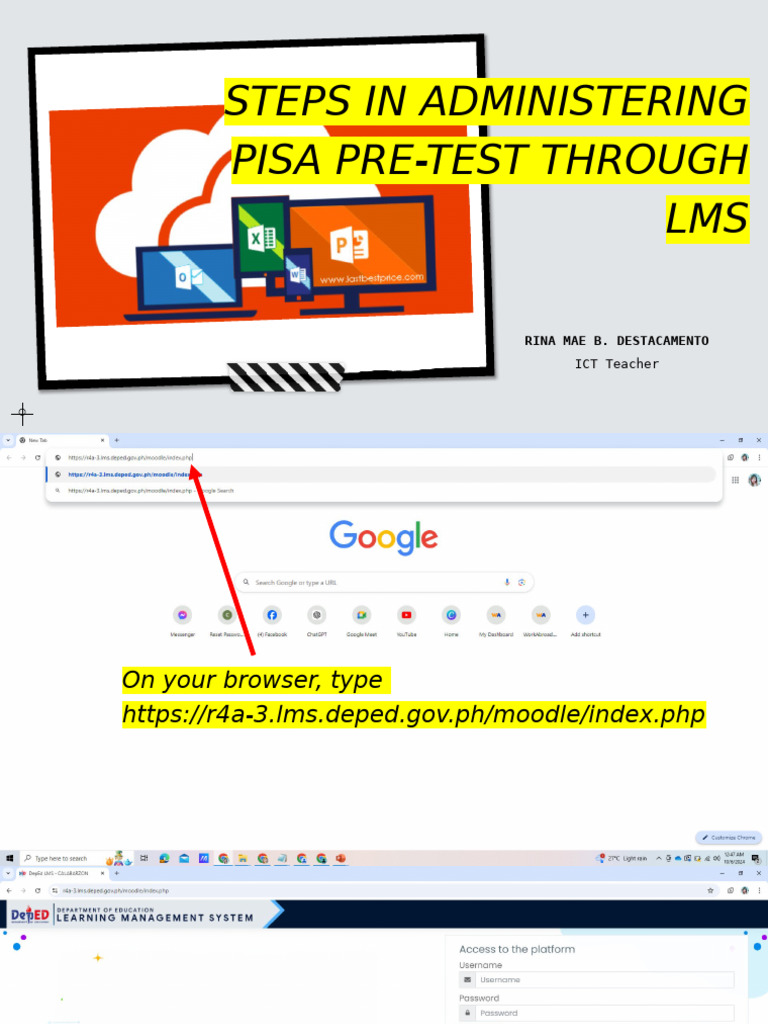 Steps in Pisa Pre Test Through Lms | PDF