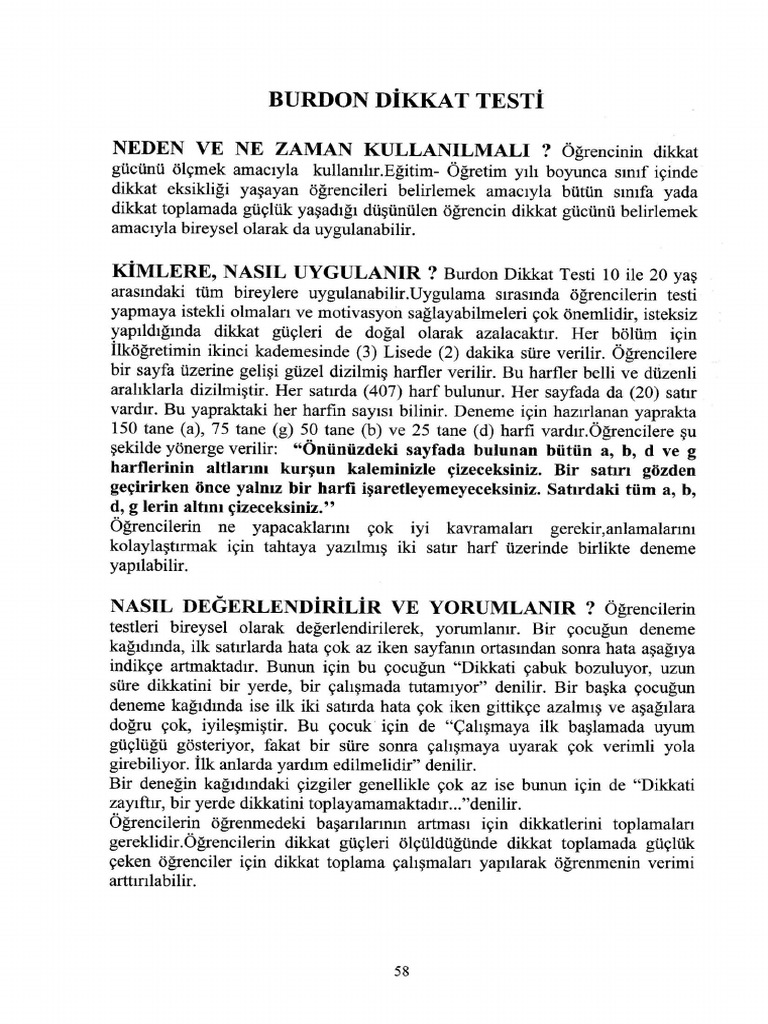 Burdon Dikkat Testi | PDF
