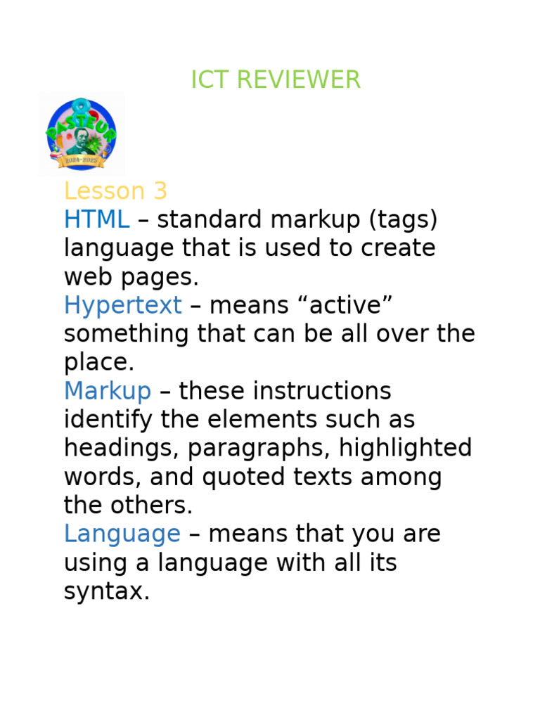Ict Reviewer 2nd Quarter | PDF | Html Element | Html