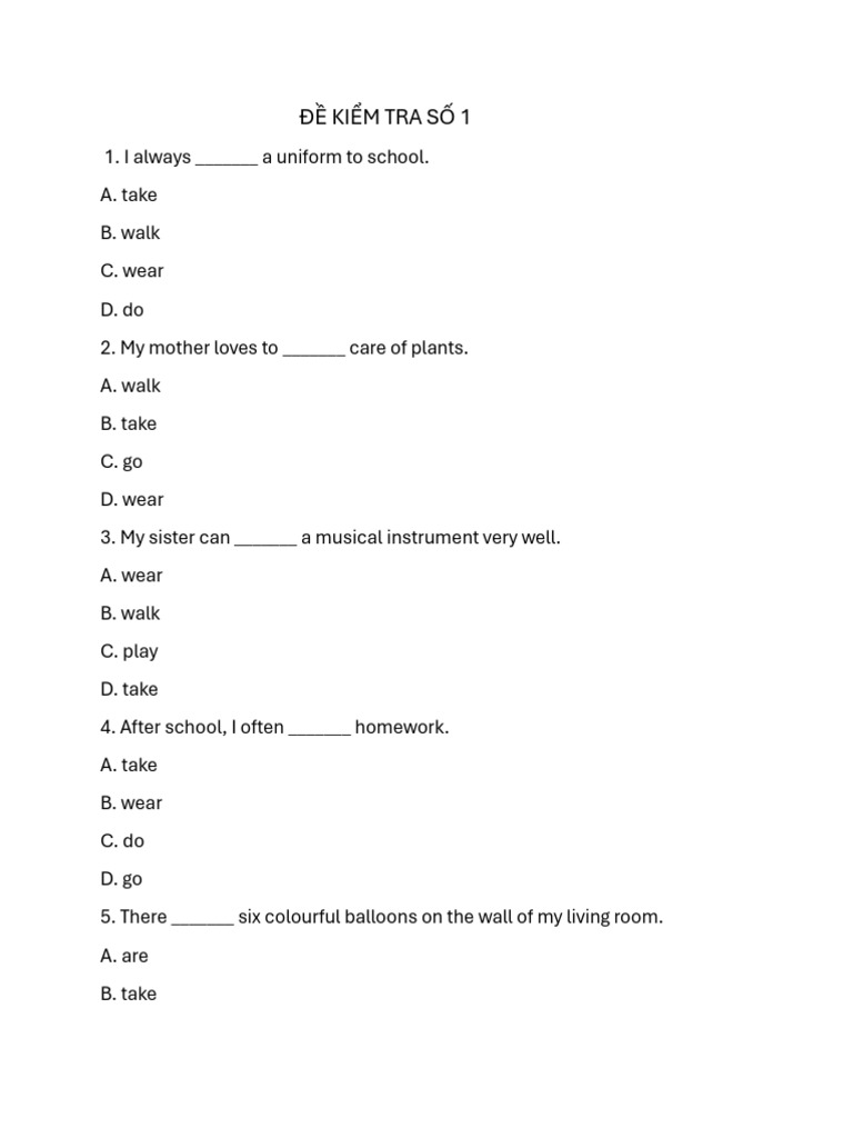 ĐỀ KIỂM TRA SỐ 1 VÀ 2 LỚP 5 WW | PDF | Lunch | Foods