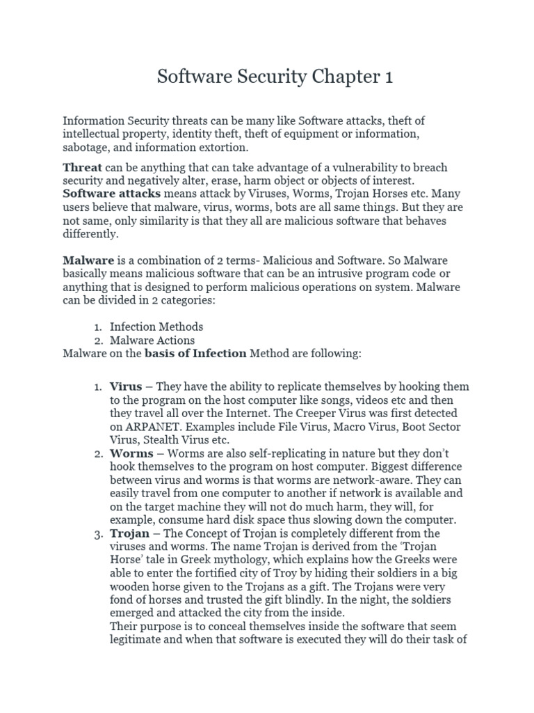 Chapter 1 Software Security | PDF | Malware | Computer Virus