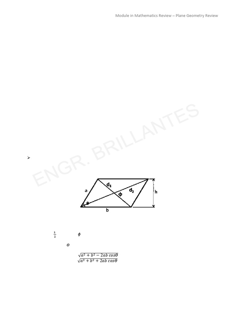 Plane Geometry Formulas and Concepts | PDF | Rectangle | Area