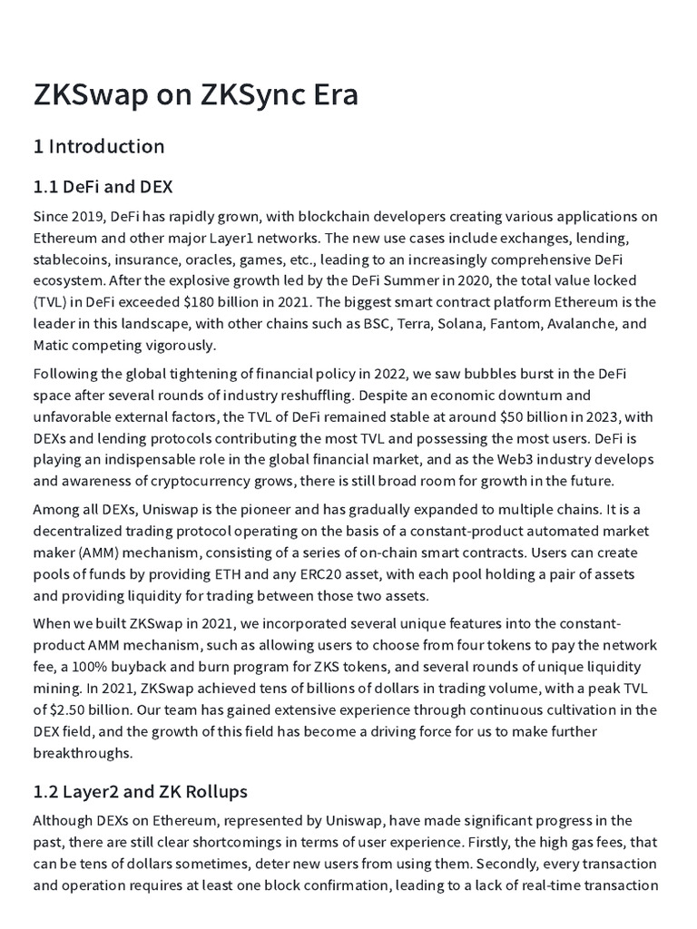 Zkswap On Zksync Era | PDF | Cryptocurrency