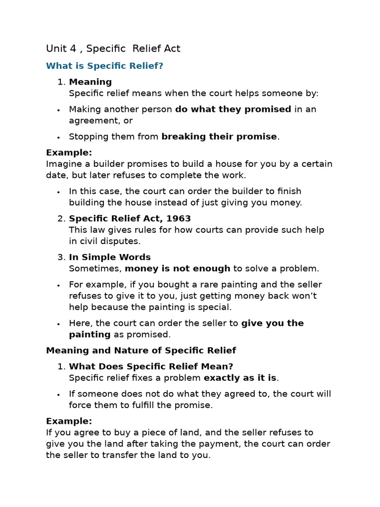 Unit 4 , Contract | PDF | Injunction | Legal Remedy