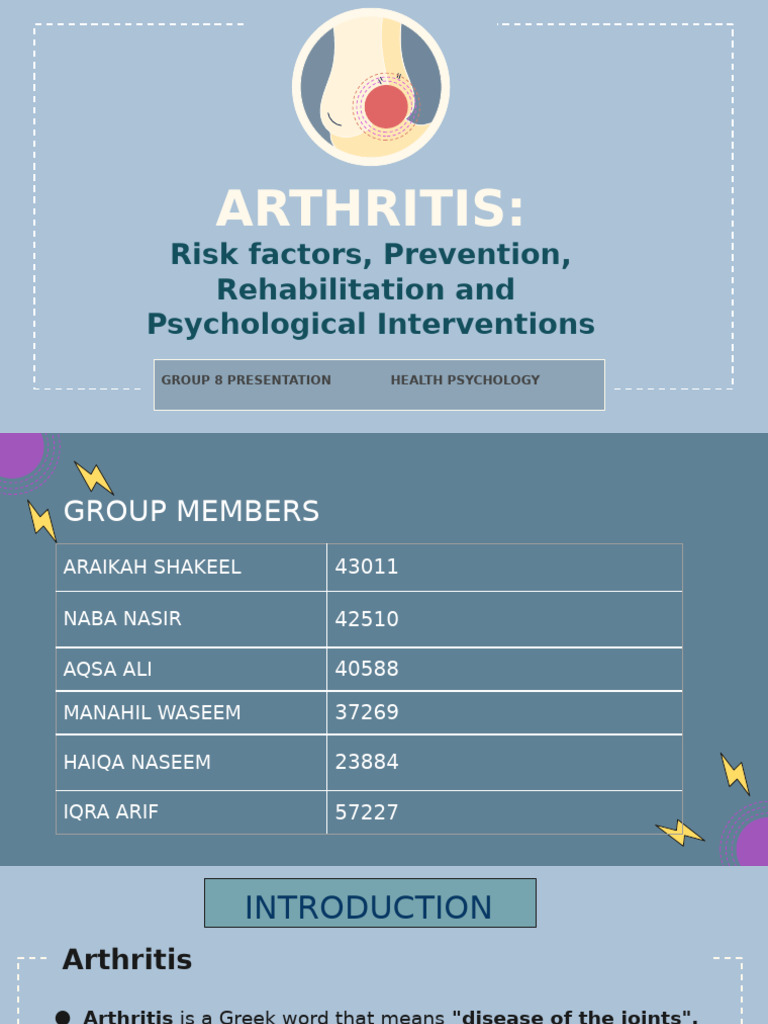 Group 8 - Health Psych - Arthritis | PDF | Arthritis | Osteoarthritis