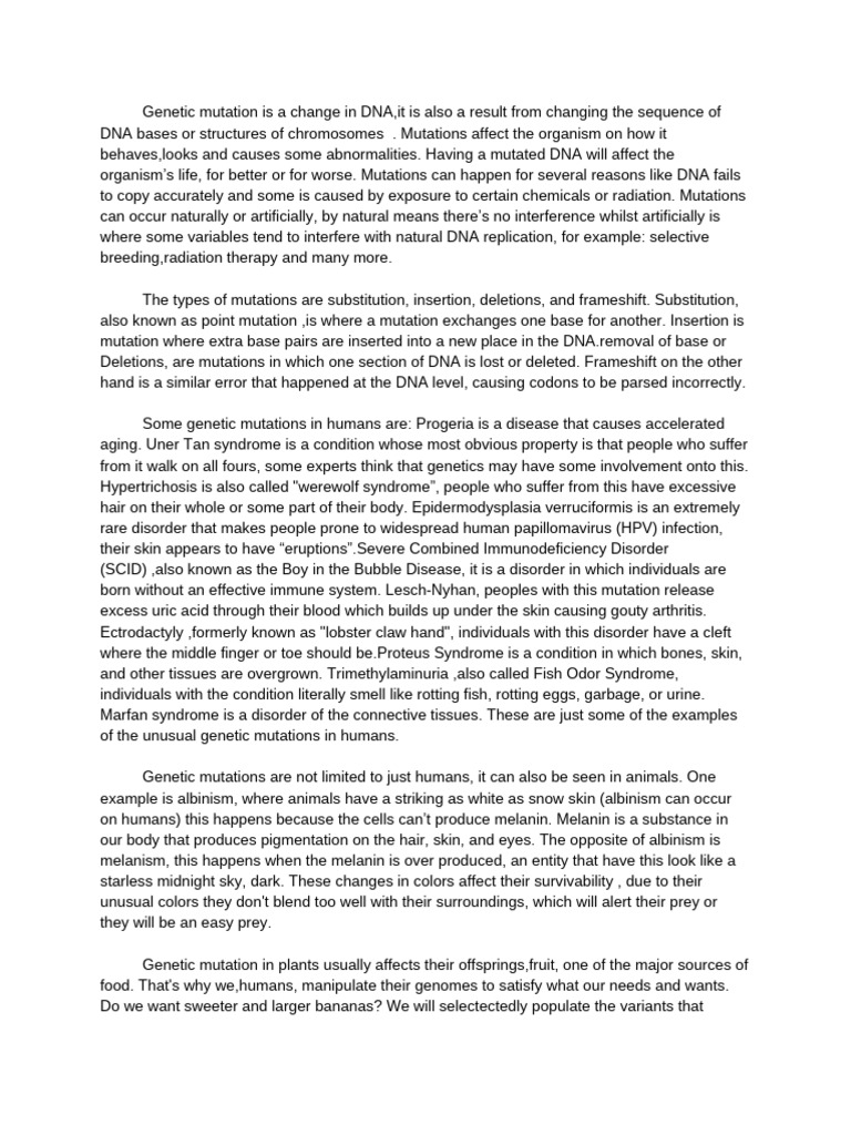 sci. proj2 | PDF | Mutation | Deletion (Genetics)