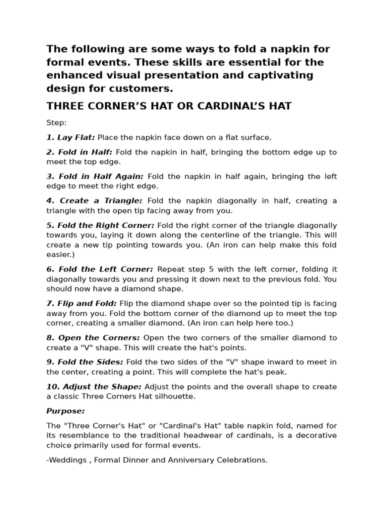 some formal folding of napkins | PDF