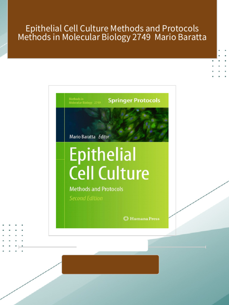 Instant Download Epithelial Cell Culture Methods and Protocols Methods ... Instant Download Epithelial Cell Culture Methods and Protocols Methods ...