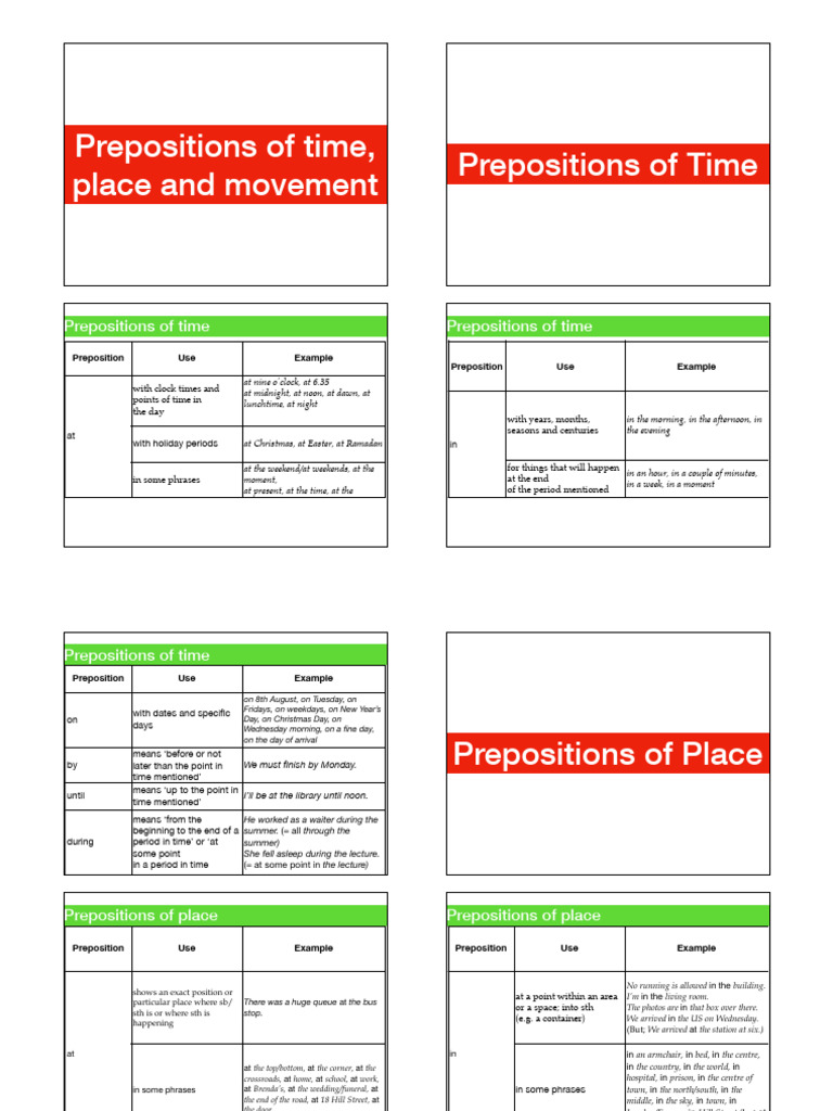 Prepositions | PDF | Workweek And Weekend