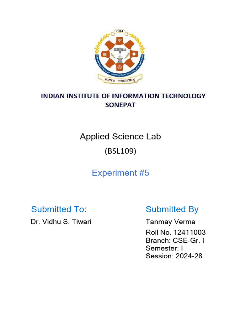 AS harshit Lab Report Experiment 5 (1) (1) | PDF | Optics | Oscillation