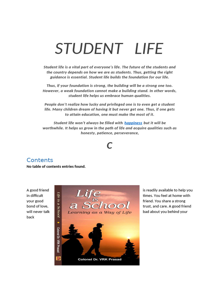 Importance of Student Life | PDF
