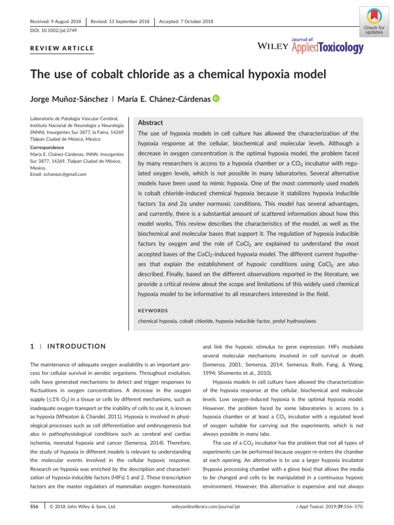 Cobalt Chloride in Chemical Hypoxia Models | PDF | Ubiquitin | Cellular ...