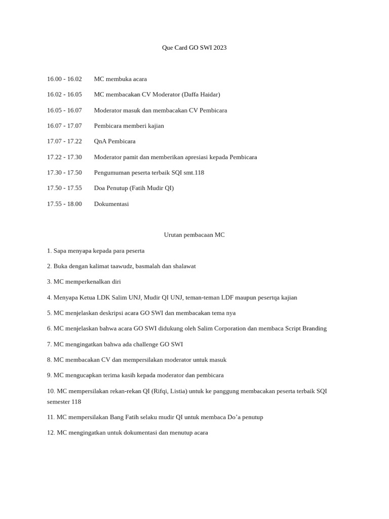 Contoh Que Card | PDF