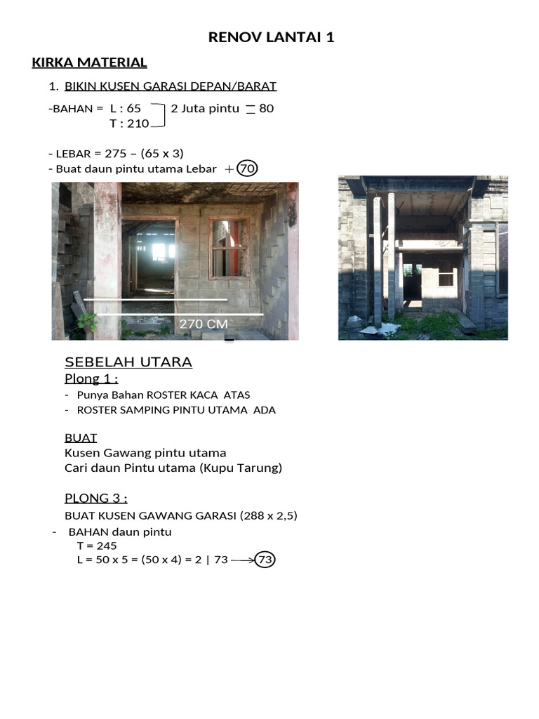 Renov Lantai 1 | PDF