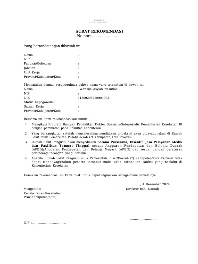 SURAT-REKOM-RS-PPDS2024 | PDF