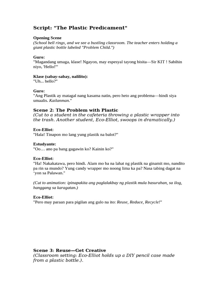 IT103 Plastic Pollution Script | PDF