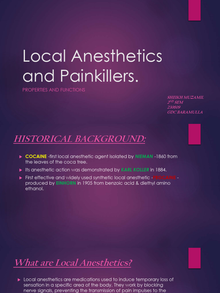 Local Anesthetics and Painkillers | PDF | Analgesic | Nonsteroidal Anti Inflammatory Drug