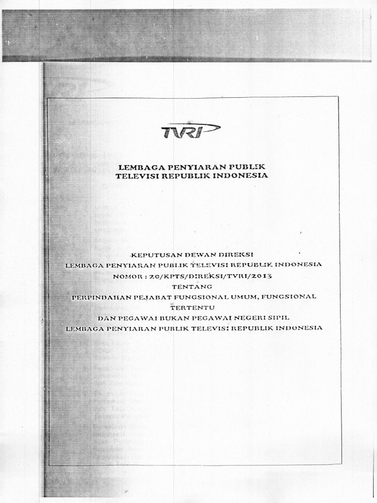 PERATURAN No. 20 LPP TVRI | PDF