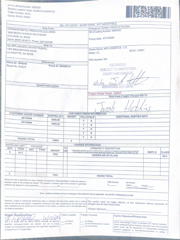 6-11-2024 (Complete BOL) | PDF