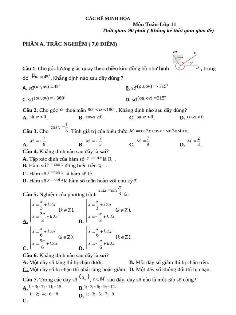De Cuong hk1 TOAN 11 (24-25) | PDF