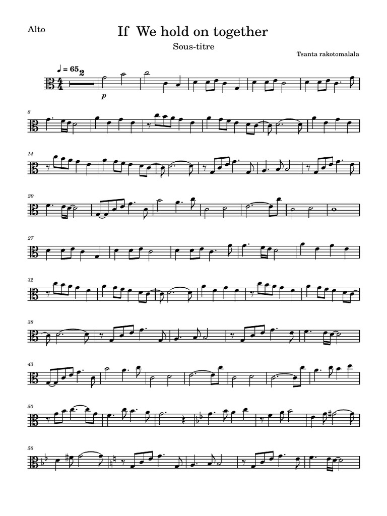 "If We Hold On Together - Alto Sheet Music" | PDF