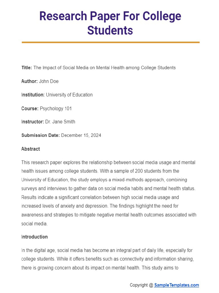 Research Paper For College Students | PDF