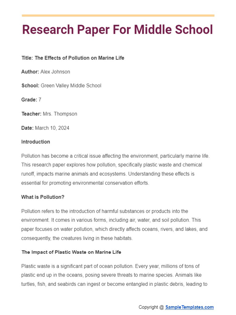 Research Paper For Middle School | PDF