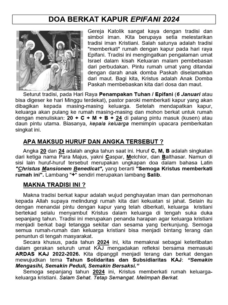 Doa Berkat Kapur Epifani 2024 | PDF