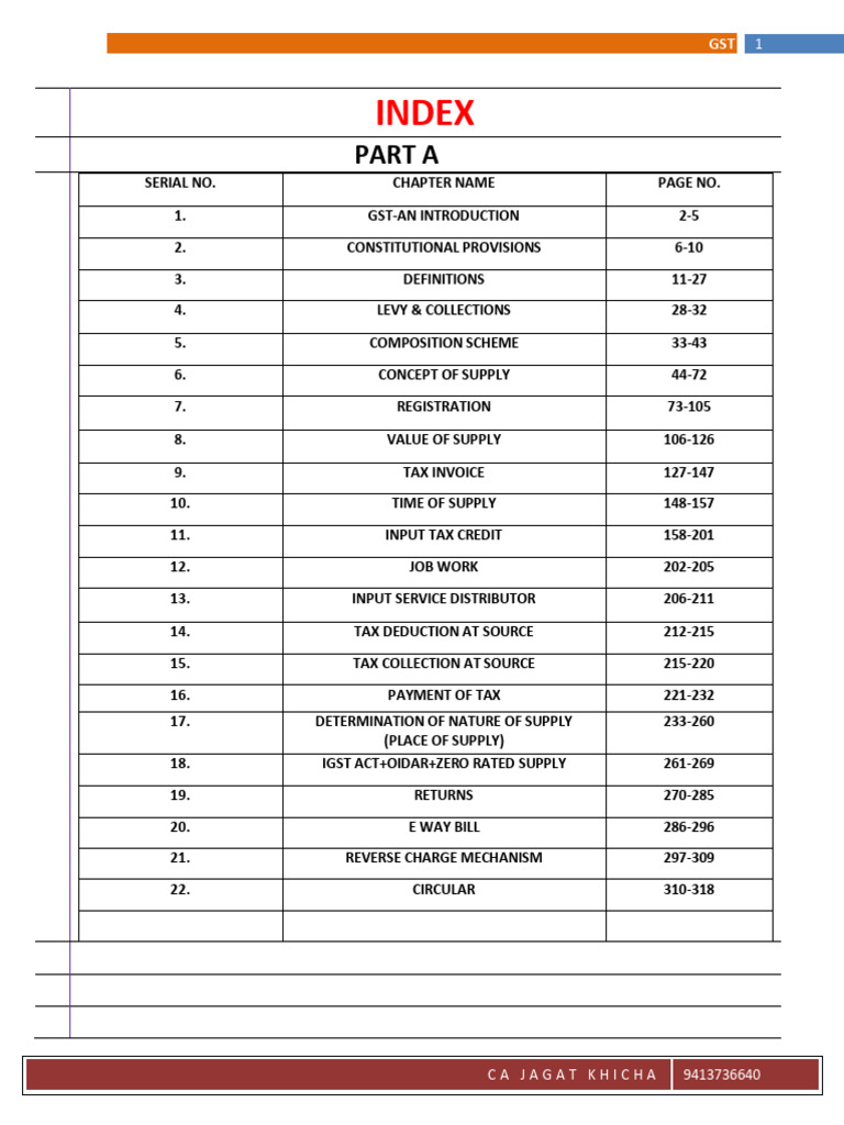 GST BOOK PART A by CA Jagat Khicha | PDF | Value Added Tax | Taxes