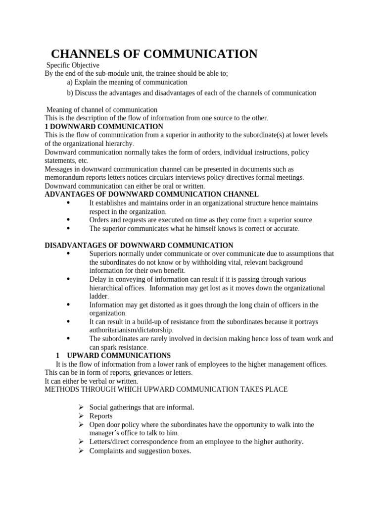 Channels of Communication | PDF | Hierarchy | Communication