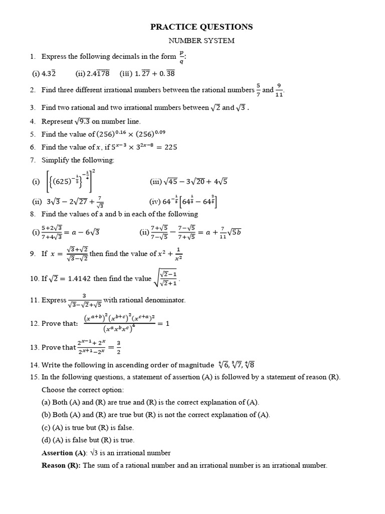 Math Practice: Number Systems | PDF | Numbers | Rational Number