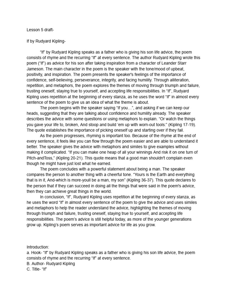 Alyssa Frianeza - Lesson 5 Draft | PDF | Poetry | Rudyard Kipling